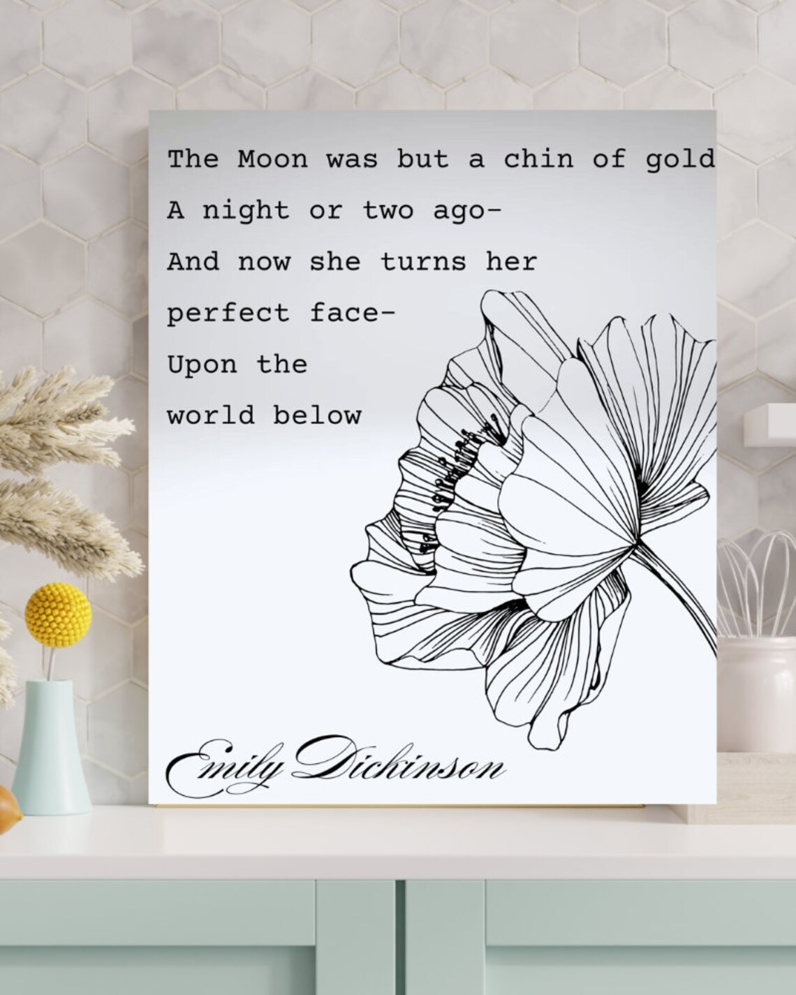Emily Dickinson Quote Print: Moon Poetry, Coquette Decor (digital ...