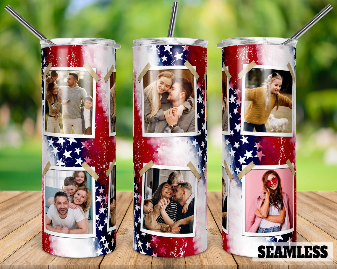 Red White and Blue Photo Frame 20oz Skinny Tapered & Straight | Etsy