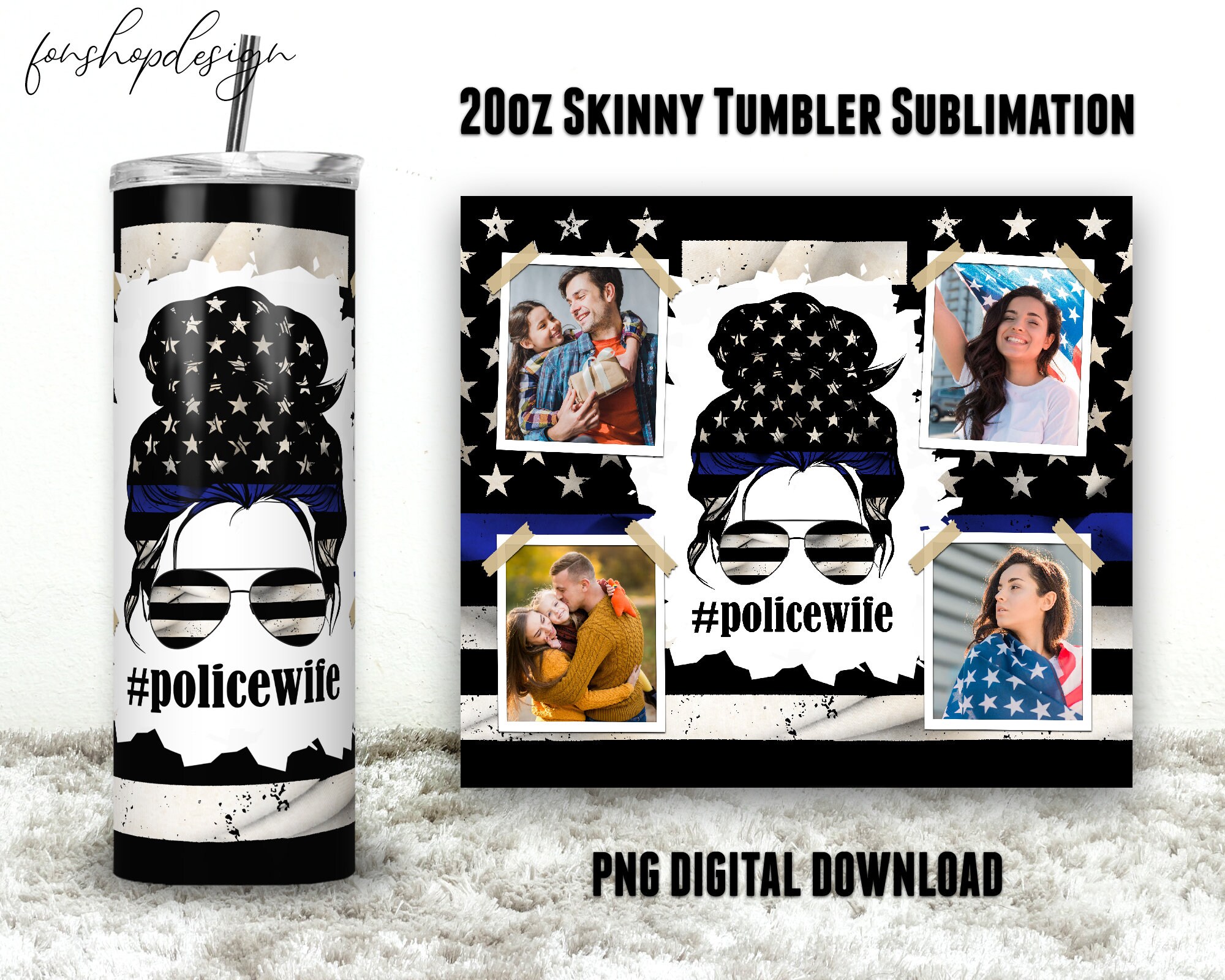 Police Wife Photo Frame 20oz Skinny Tapered and Straight - Etsy