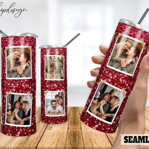 Red Glitter Photo Frame 20oz Skinny Tapered & Straight Tumbler ...