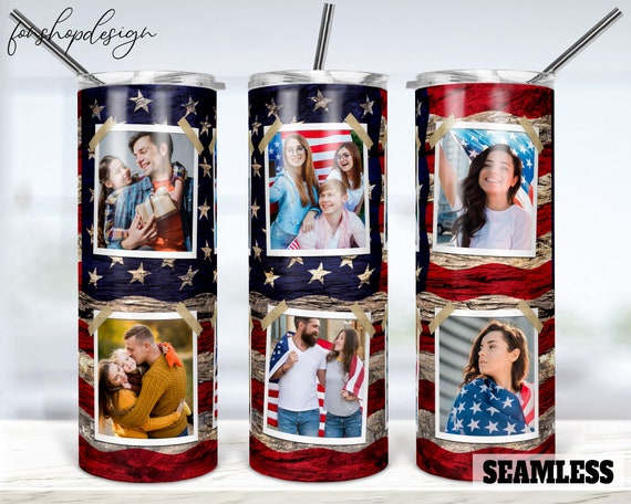 American Usa Wood Flag Photo Frame 20oz Skinny Tapered & - Etsy