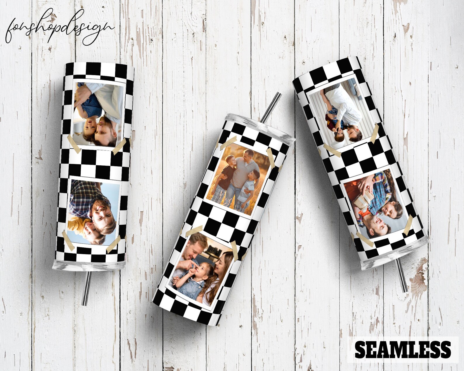 Checked Flag Seamless Photo Frame 20oz Skinny Tapered and - Etsy