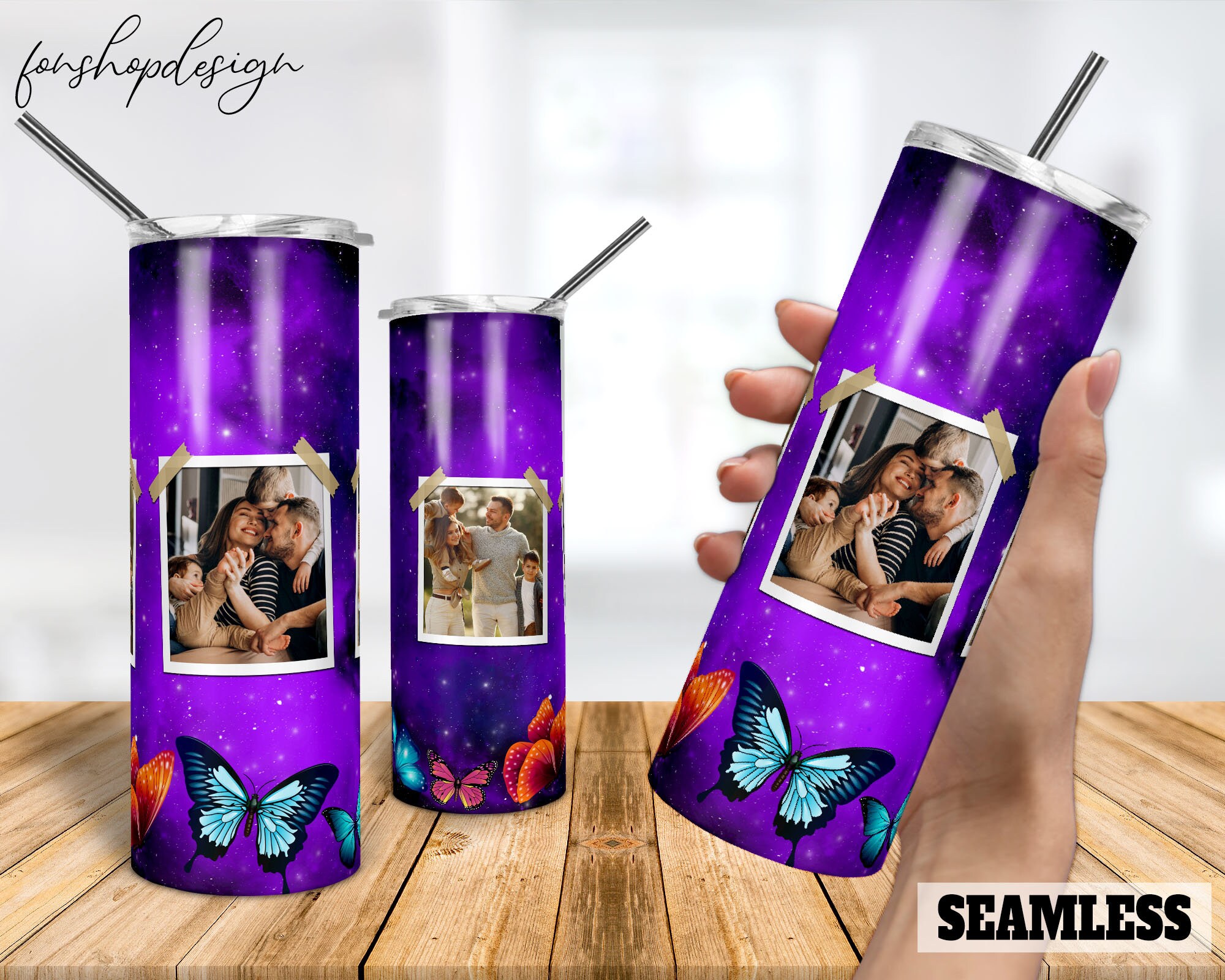 Purple Galaxy Butterfly Photo Frame 20oz Skinny Tapered & - Etsy