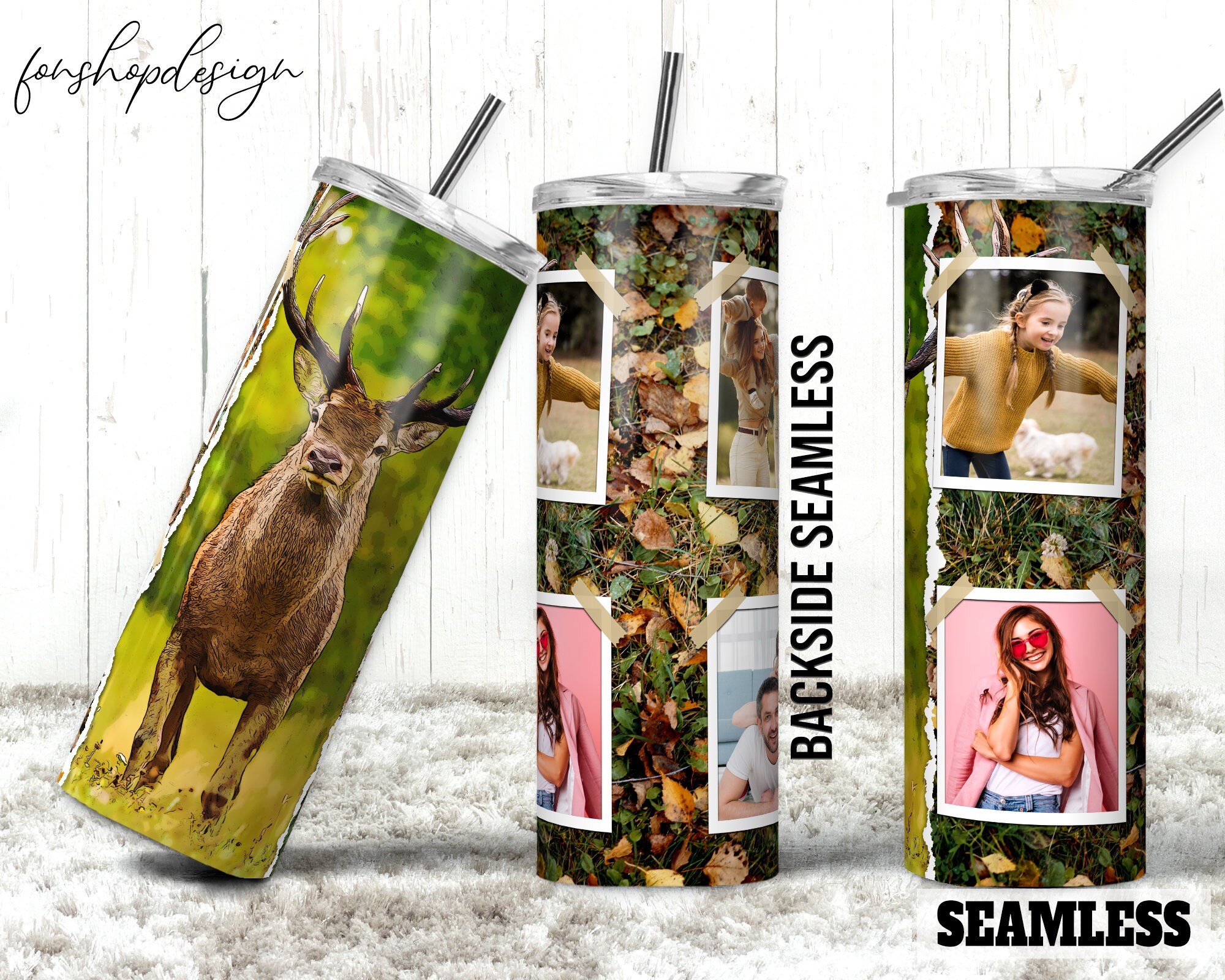 Deer Hunting Camo Hunt Photo Frame 20oz Skinny Tapered & - Etsy