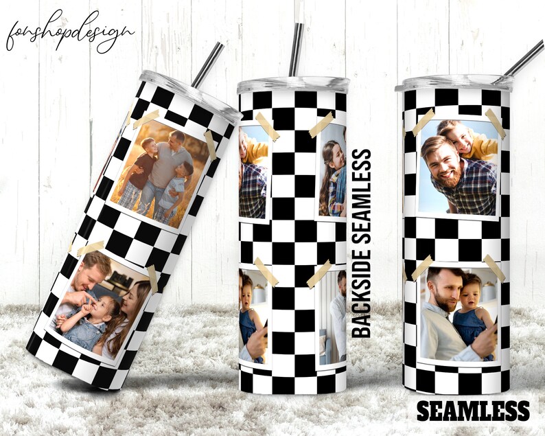 Checked Flag Seamless Photo Frame 20oz Skinny Tapered and - Etsy