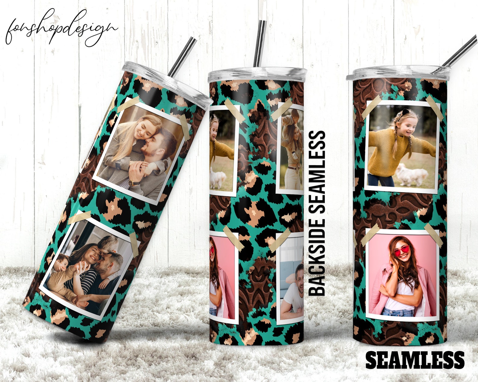 Tooled Leather Turquoise Photo Frame 20oz Skinny Tapered & - Etsy