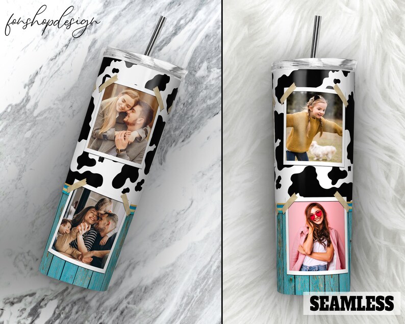 Cow Wood Print Farm Animals Photo Frame 20oz Skinny Tapered & - Etsy