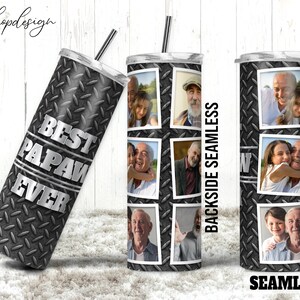 Best Papaw Ever Tumbler, Picture Photo Frame, 20oz Tumbler, Matte Black Sublimation, Skinny ...