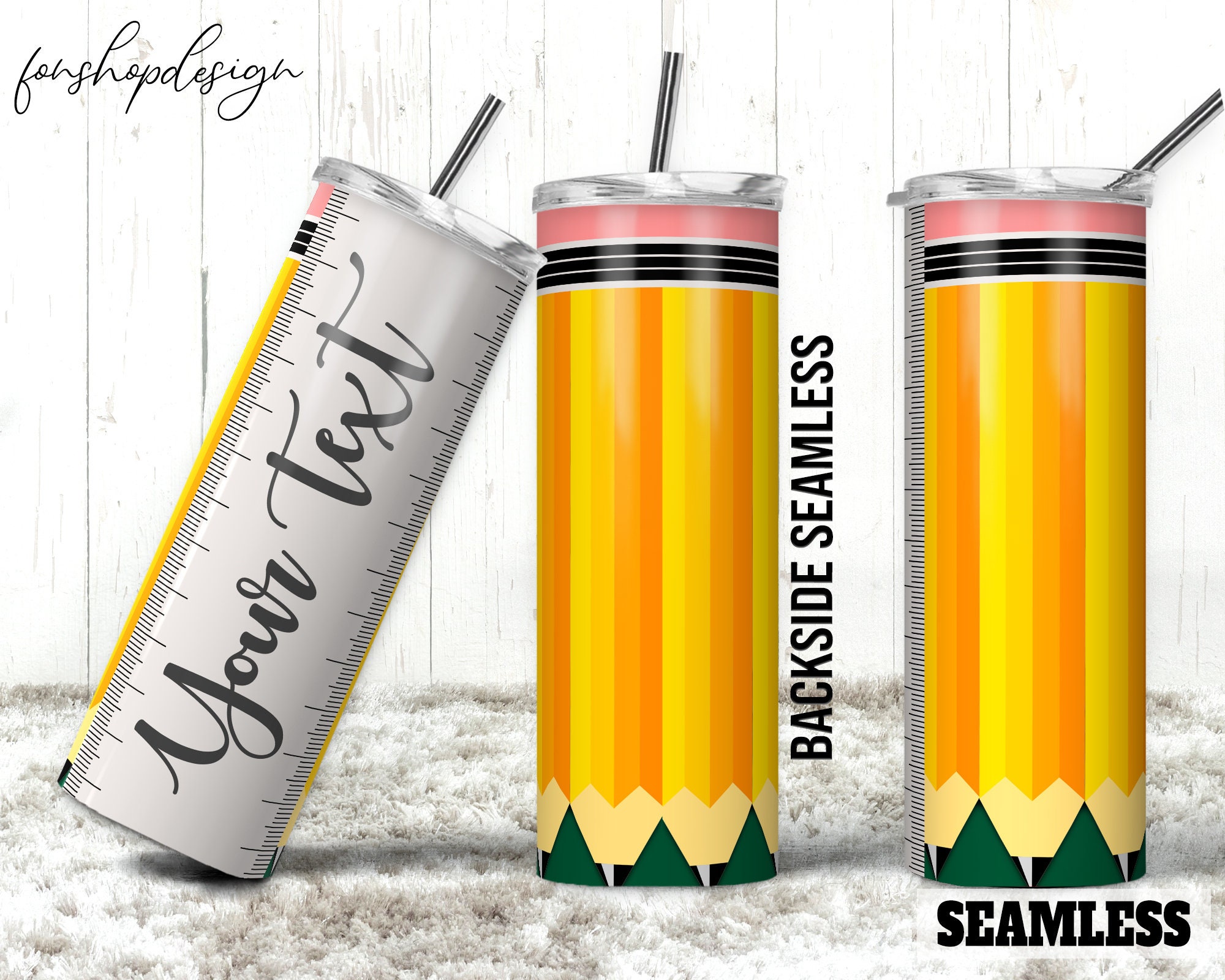 Pencils Teacher Life Seamless Tumbler 20 Oz Tumbler Skinny - Etsy