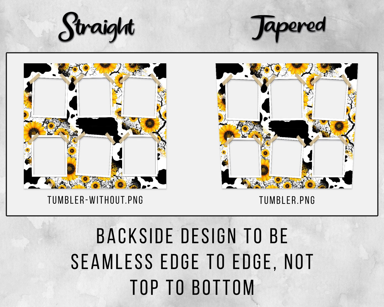 Cow Sunflowers Cowhide Photo Frame 20oz Skinny Tapered & - Etsy