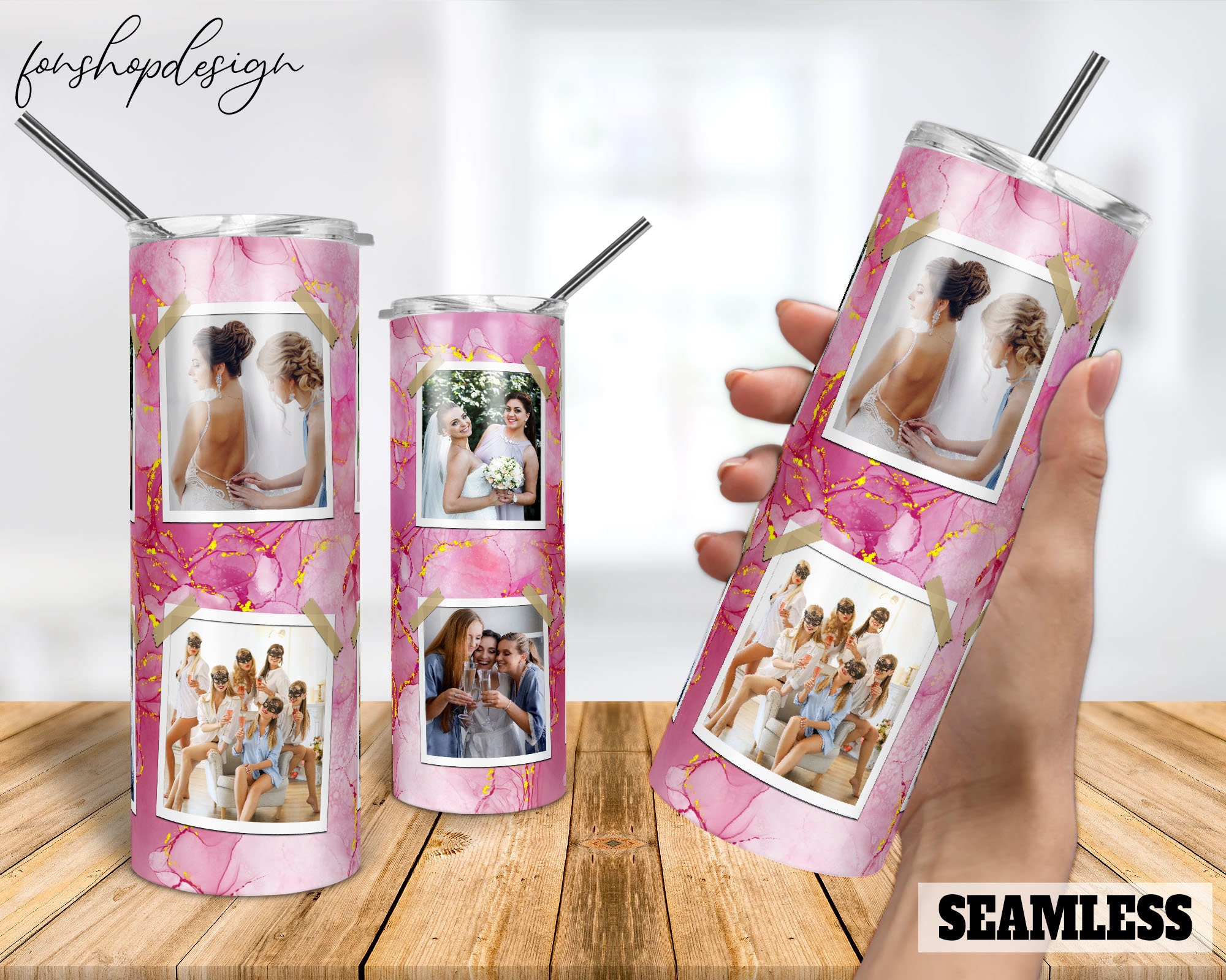 Pink Glitter Alcohol Ink Photo Frame 20oz Skinny Tapered & - Etsy