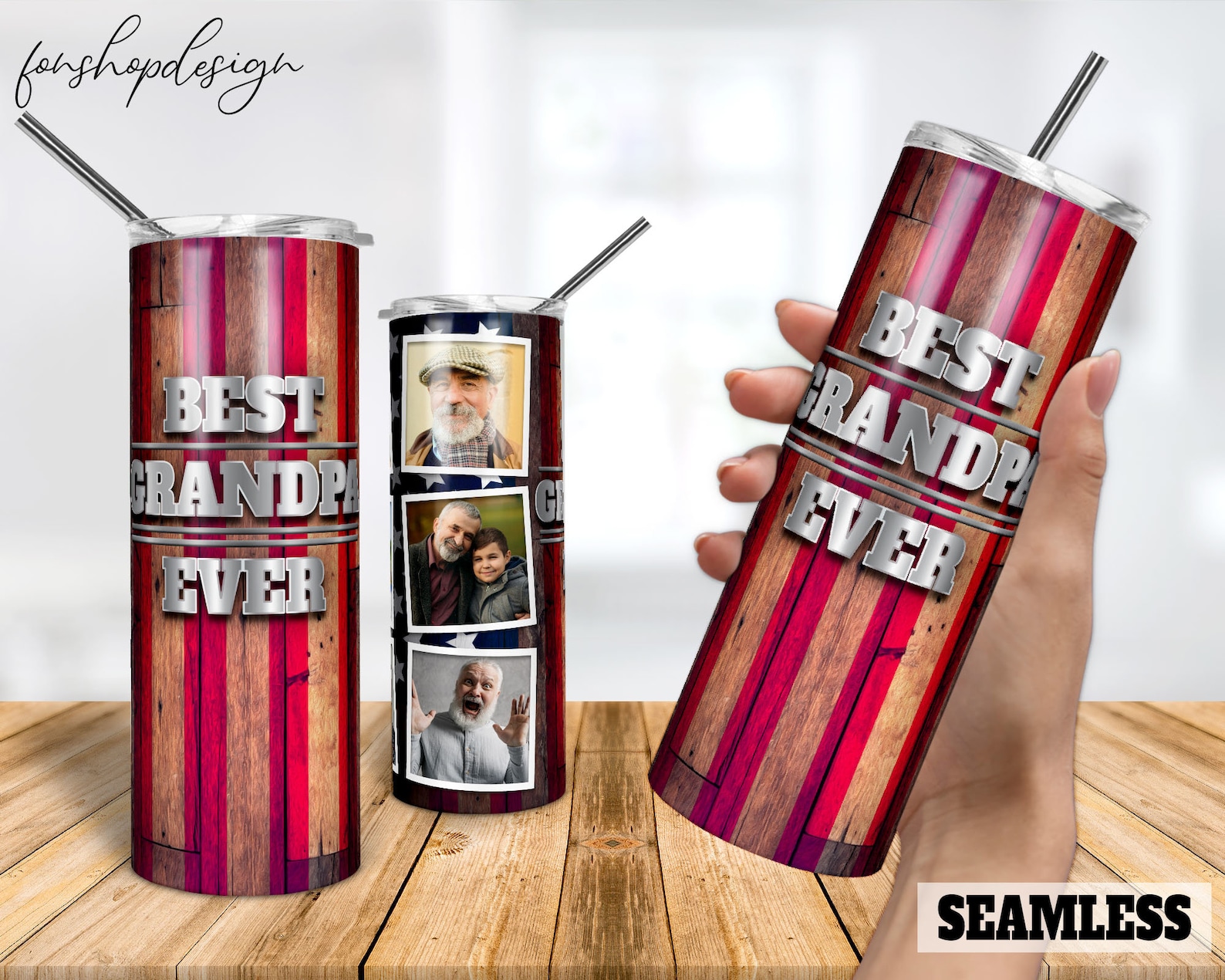 Best Grandpa Ever Tumbler Picture Photo Frame 20oz Tumbler - Etsy