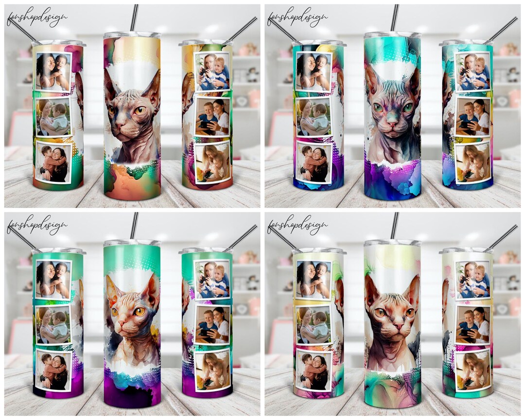 Digital Download Cat Sphynx Tumbler With Watercolor and Alcohol Ink ...