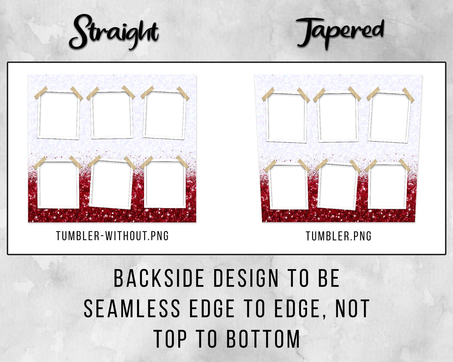 Red Faux Glitter Confetti Photo Frame 20oz Skinny Tapered & - Etsy