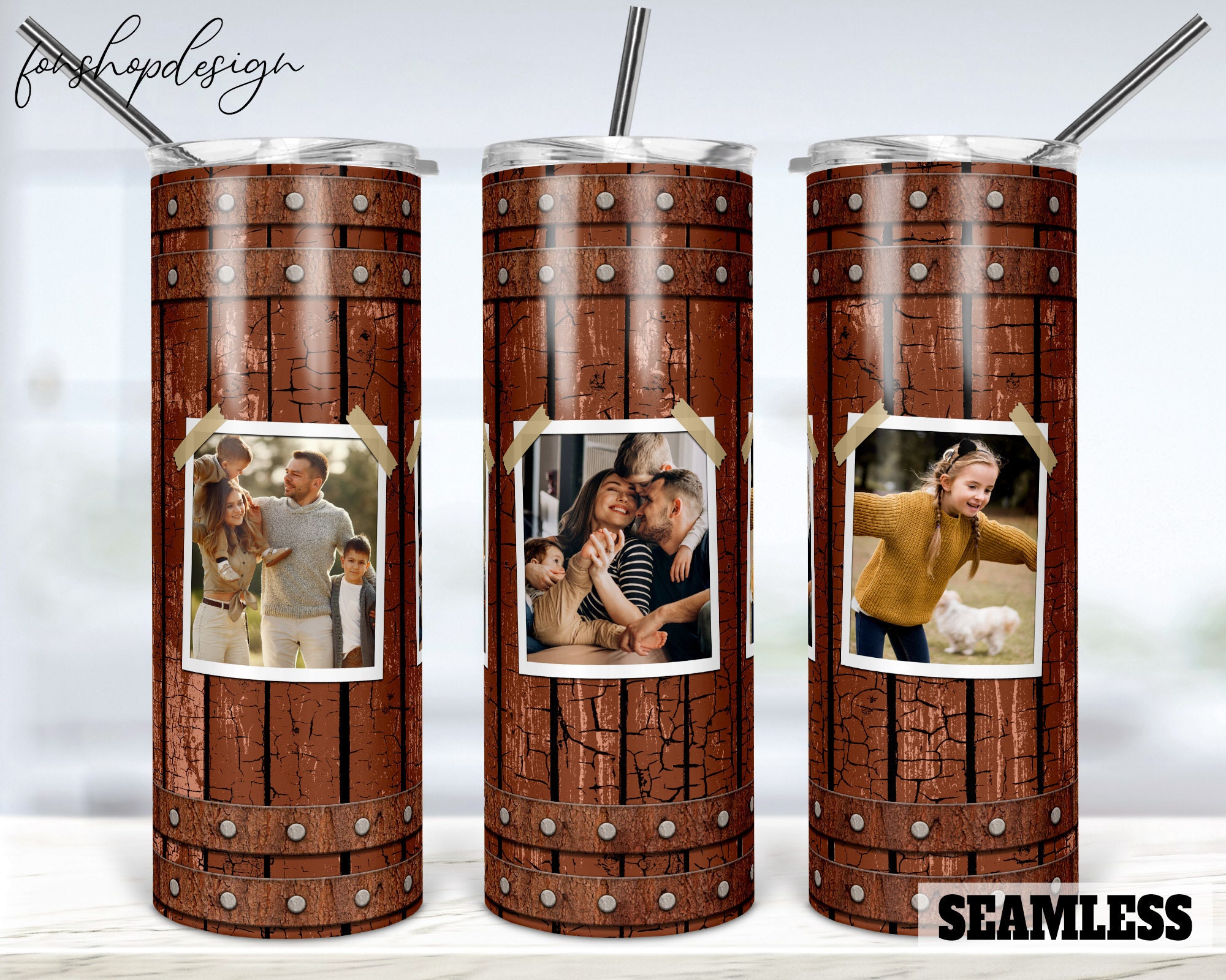 Wood Grain Whisky Wood Barrel Photo Frame 20oz Skinny Tapered - Etsy