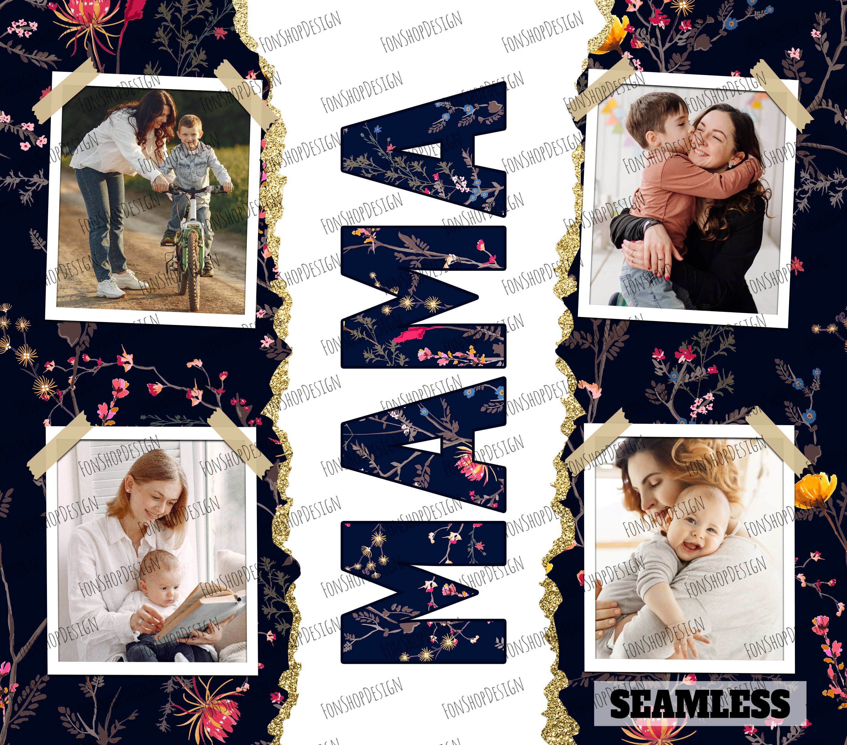Mama Floral Mom Photo Frame 20oz Skinny Tapered & Straight | Etsy