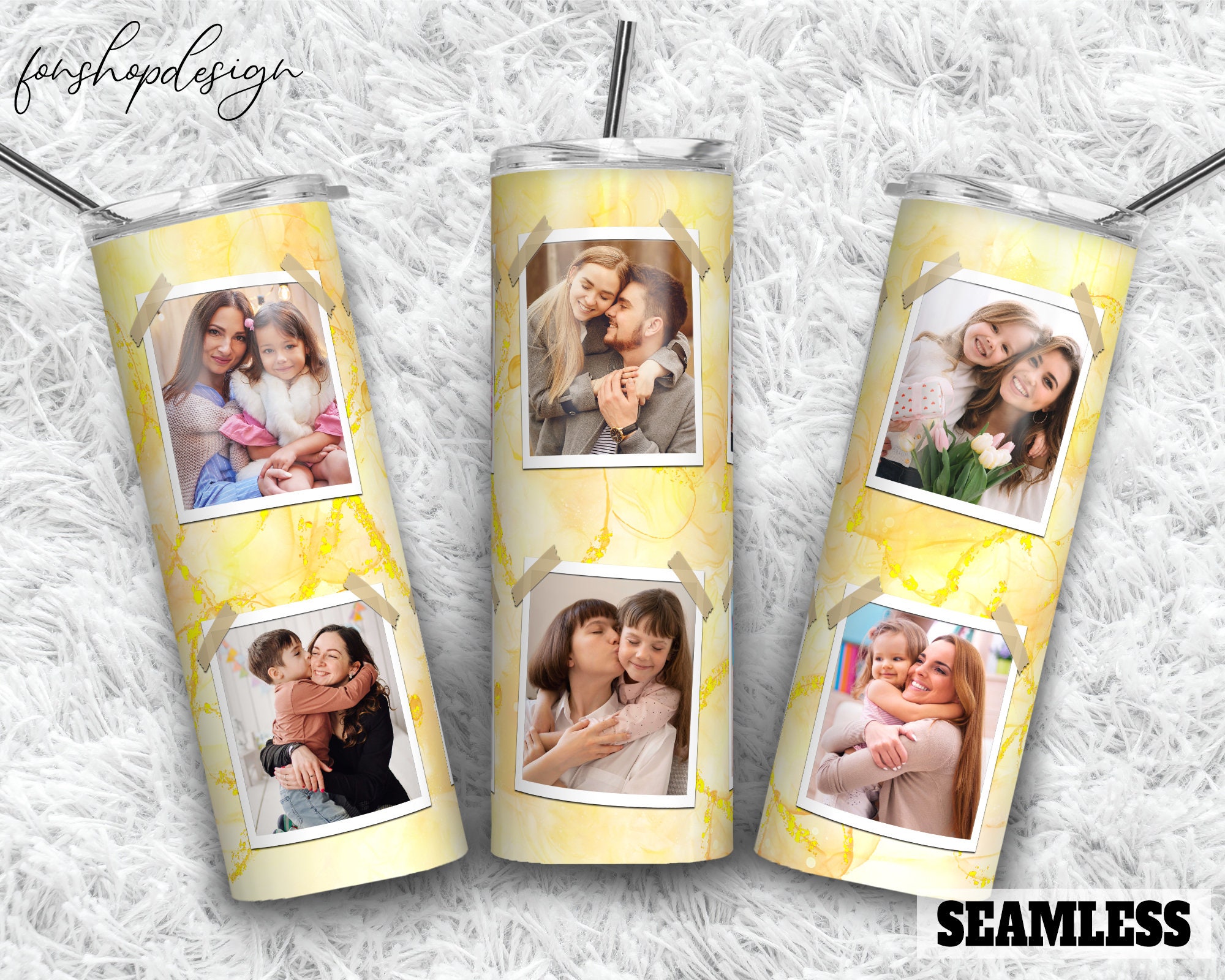 Yellow Glitter Alcohol Ink Photo Frame 20oz Skinny Tapered & - Etsy