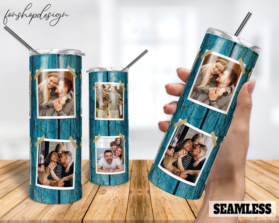 Wood Crackle Photo Frame 20oz Skinny Tapered Straight Tumbler - Etsy