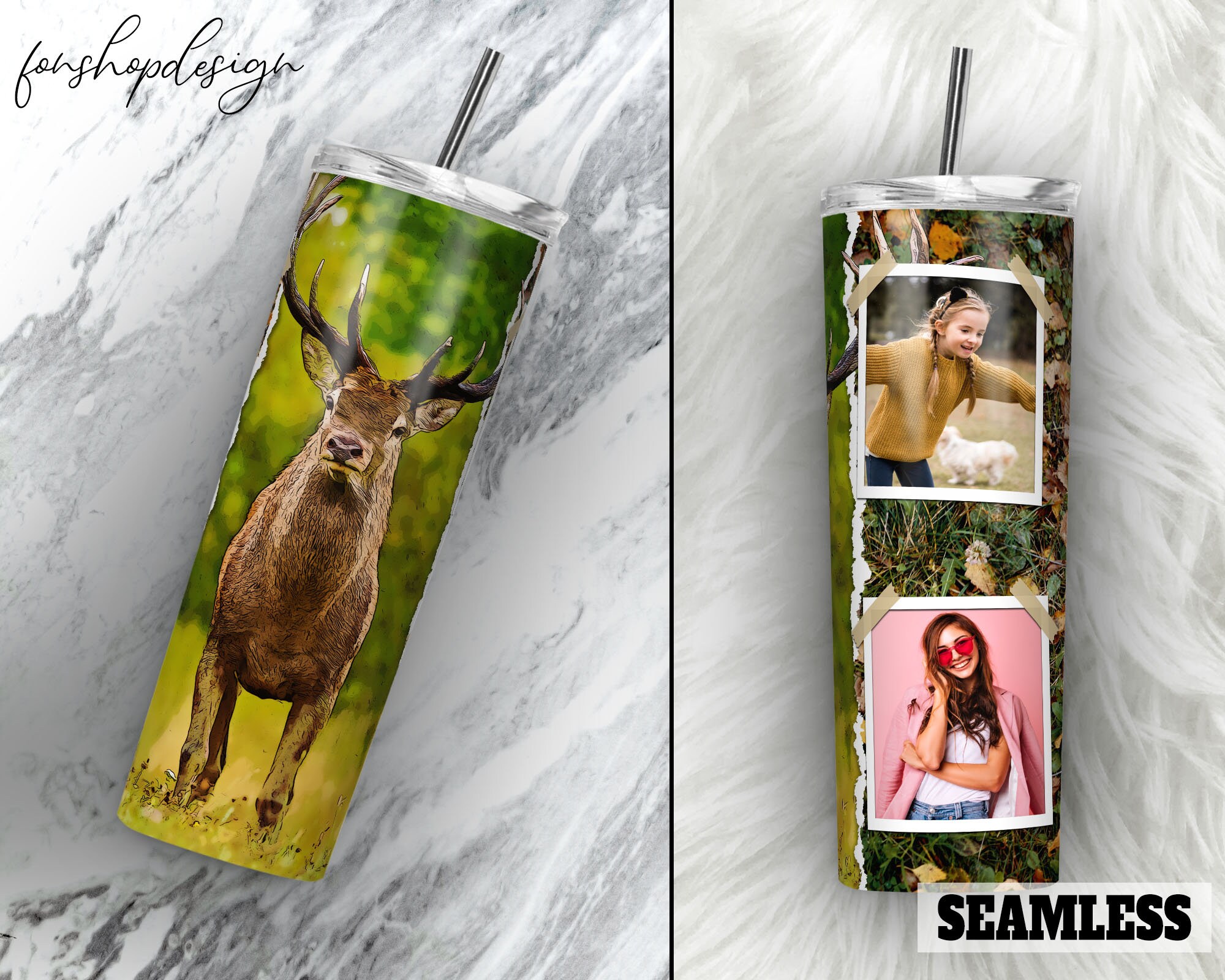 Deer Hunting Camo Hunt Photo Frame 20oz Skinny Tapered & - Etsy