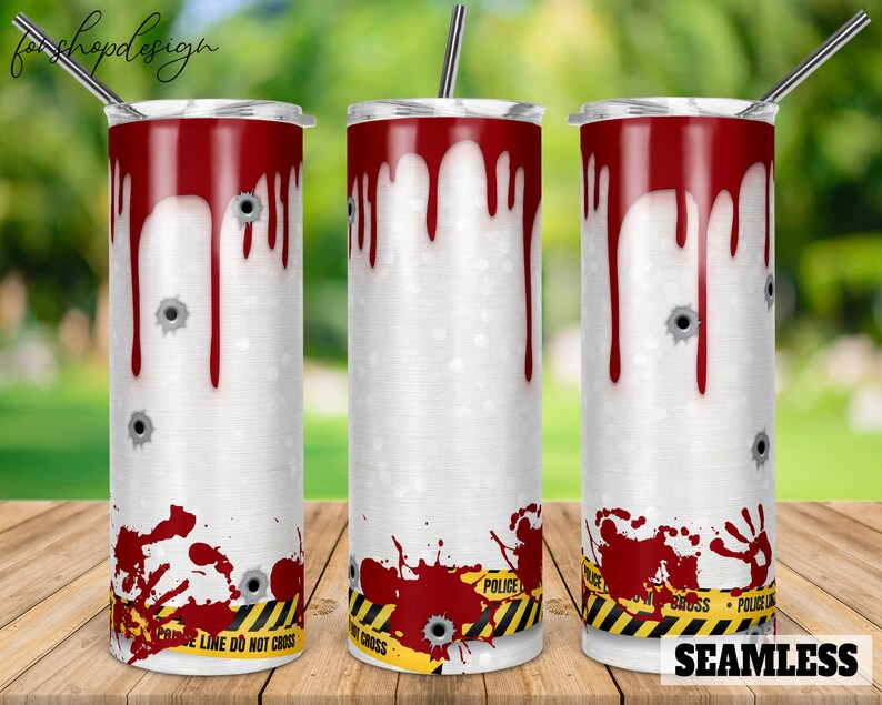 True Crime Junkie Blood Splatter Seamless 20oz Skinny Tapered | Etsy