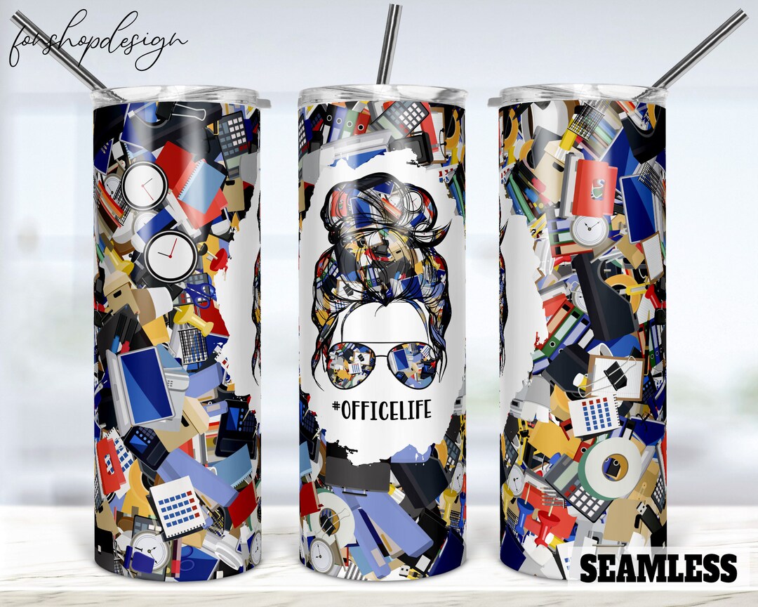 Office Life Seamless 20oz Skinny Tapered & Straight Tumbler Sublimation ...