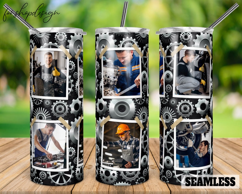 Mechanic Gear Photo Frame 20oz Skinny Tapered & Straight | Etsy