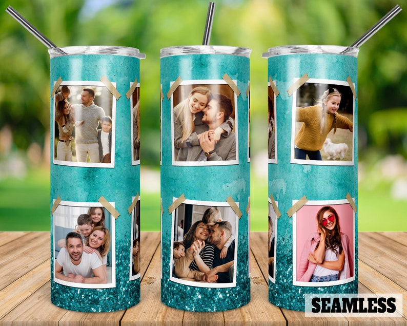 Turquoise Glitter Photo Frame 20oz Skinny Tapered and Straight - Etsy