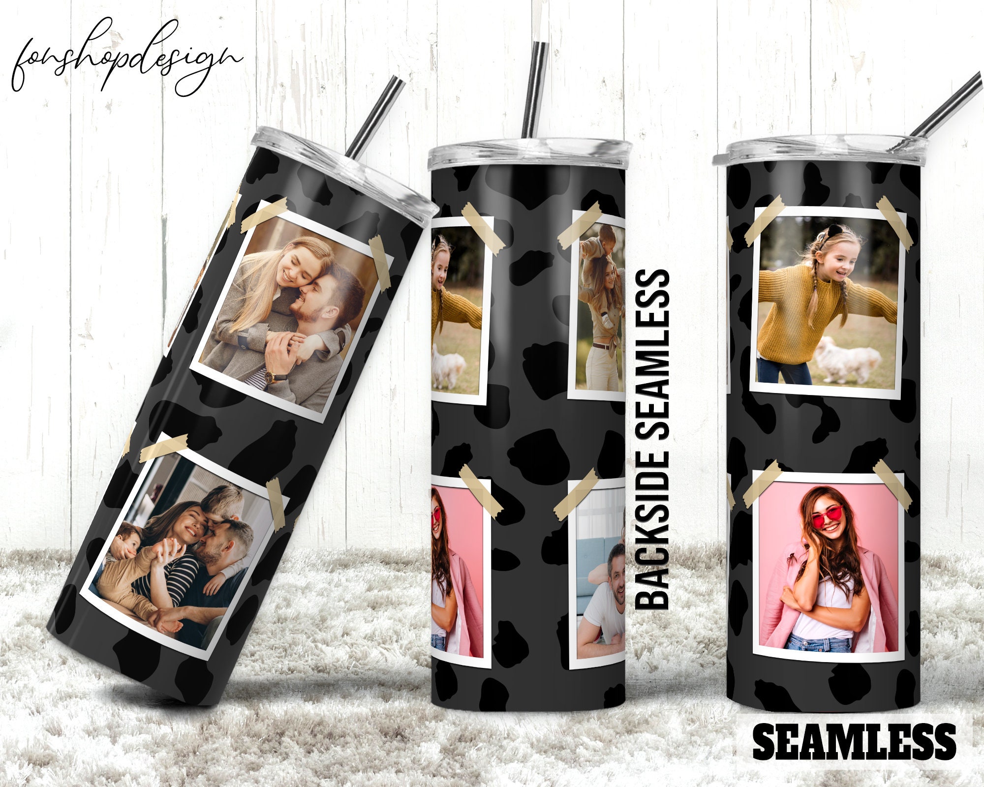 Black Leopard Cheetah Photo Frame 20oz Skinny Tapered & - Etsy