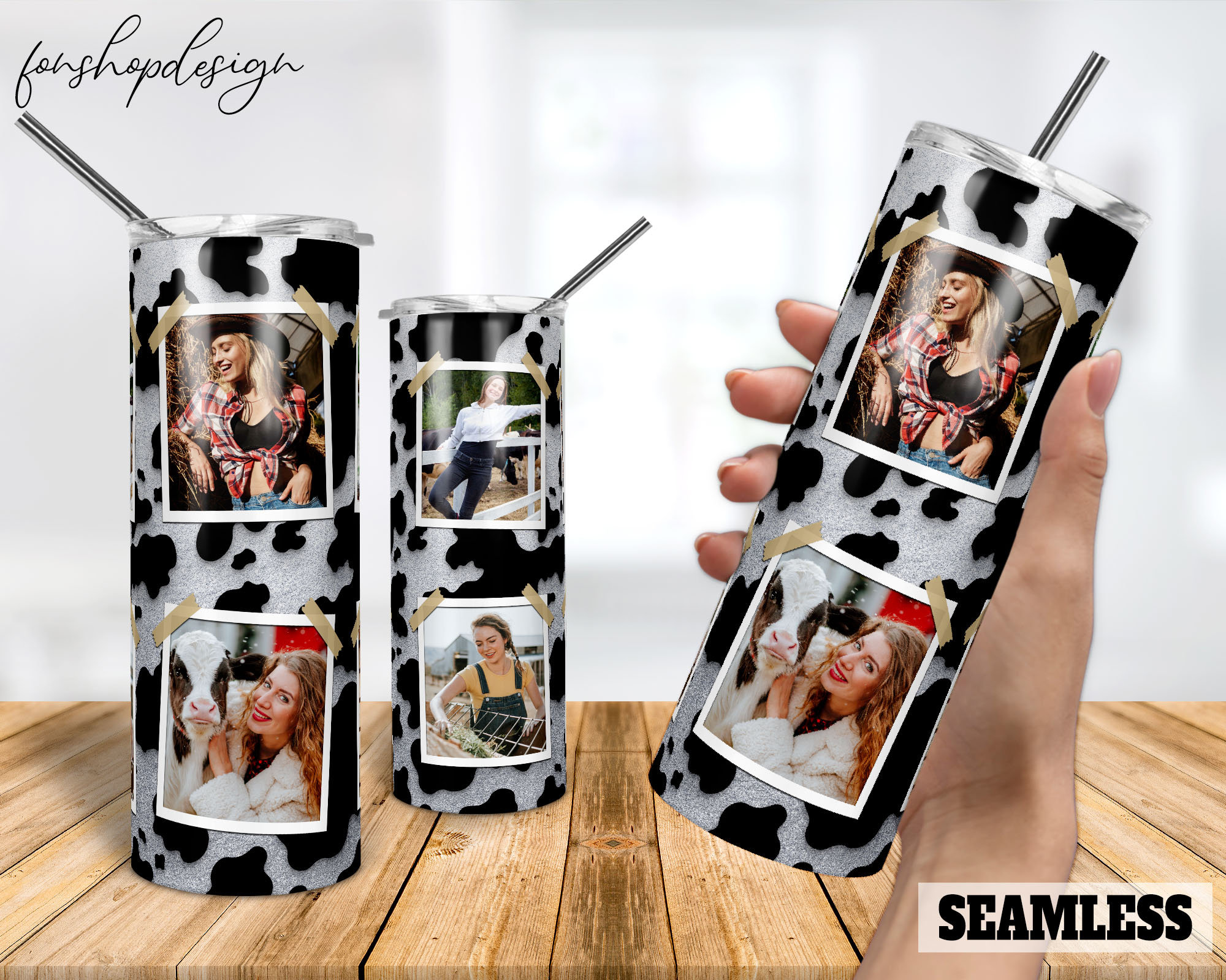 Cow Print Photo Frame 20oz Skinny Tapered & Straight Tumbler - Etsy