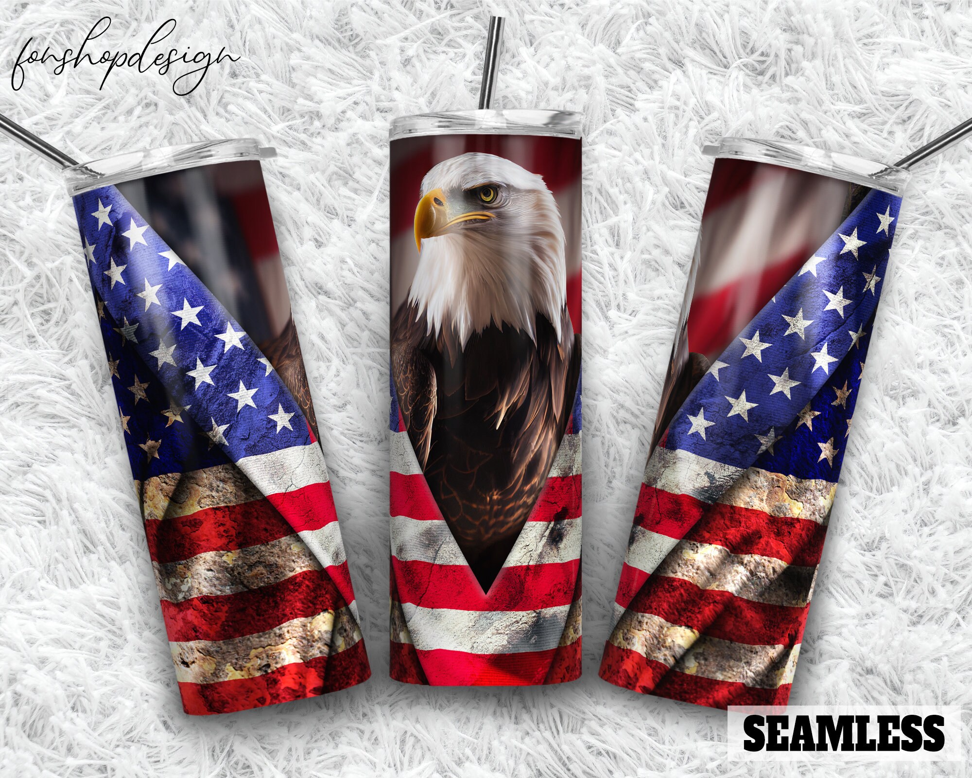 Eagle American Flag Tumbler, 20 Oz Skinny Tumbler, Anniversary Gift ...