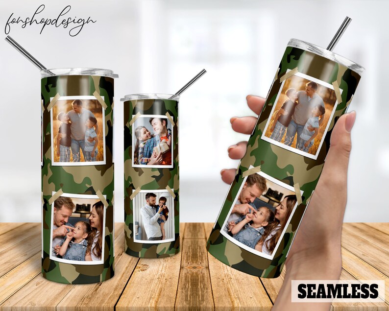 Camouflage Seamless Photo Collage Frame 20oz Skinny Tapered - Etsy