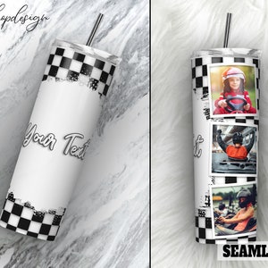 Race Tumbler, Checked Flag, Photo Frame Tumbler, 20 Oz Tumbler, Skinny ...