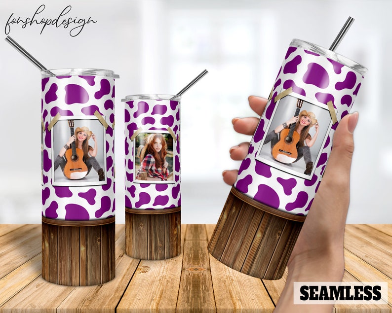 Purple Cow Print Photo Frame 20oz Skinny Tapered & Straight - Etsy