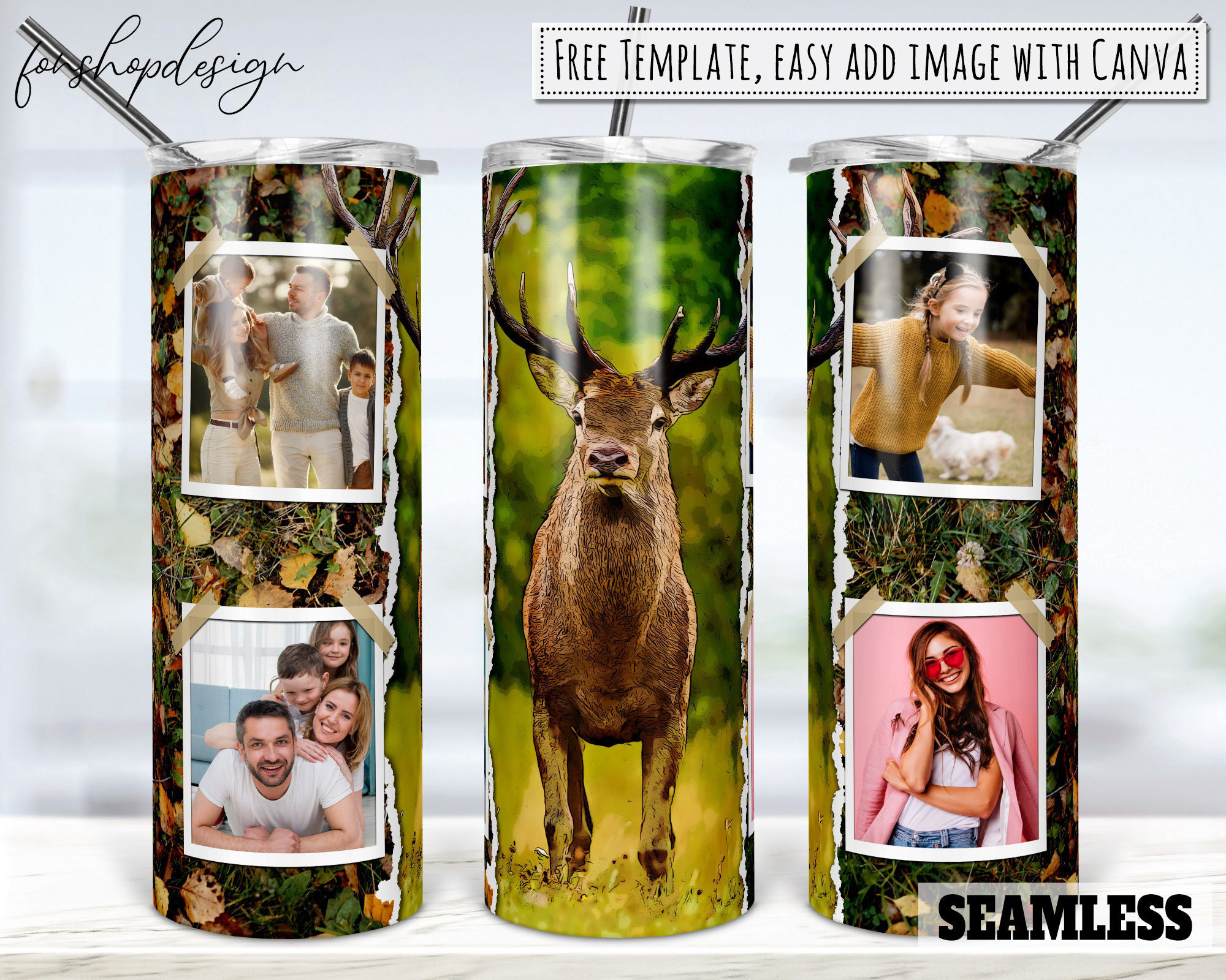 Deer Hunting Camo Hunt Photo Frame 20oz Skinny Tapered & - Etsy