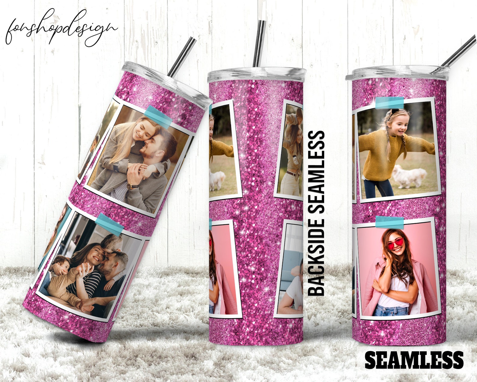 Pink Glitter Photo Frame 20oz Skinny Tapered and Straight - Etsy