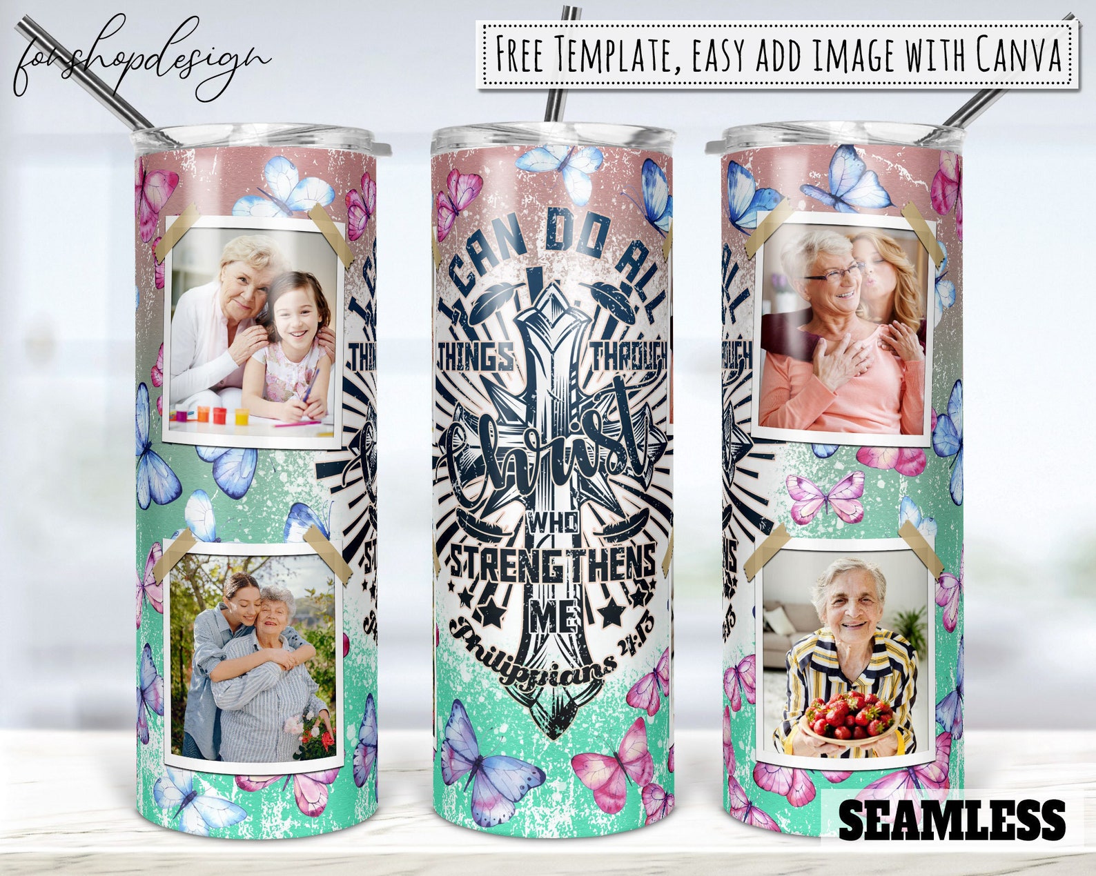 Christian Bible Verse Photo Frame 20oz Skinny Tapered & - Etsy