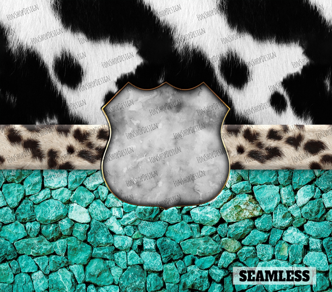 Cow Print Turquoise Seamless 20oz Skinny Tapered & Straight | Etsy