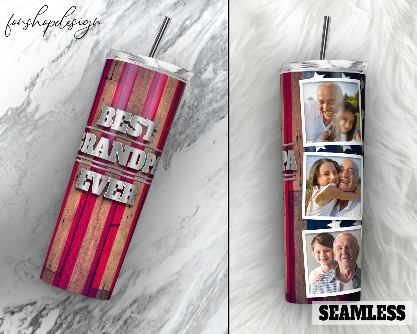 Best Grandpa Ever Tumbler Picture Photo Frame 20oz Tumbler - Etsy