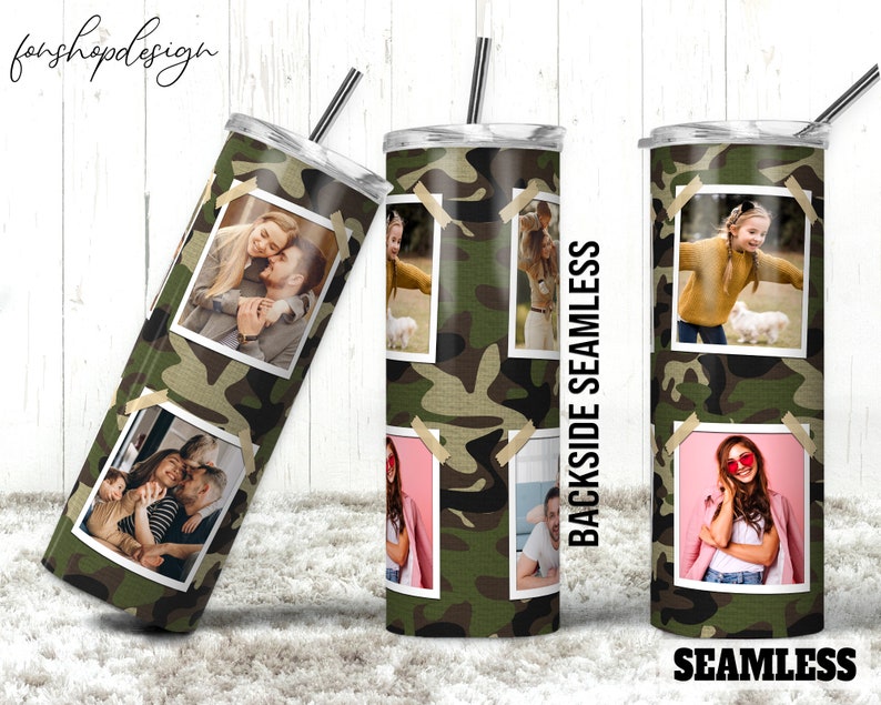 Camouflage Camo Photo Frame 20oz Skinny Tapered & Straight - Etsy