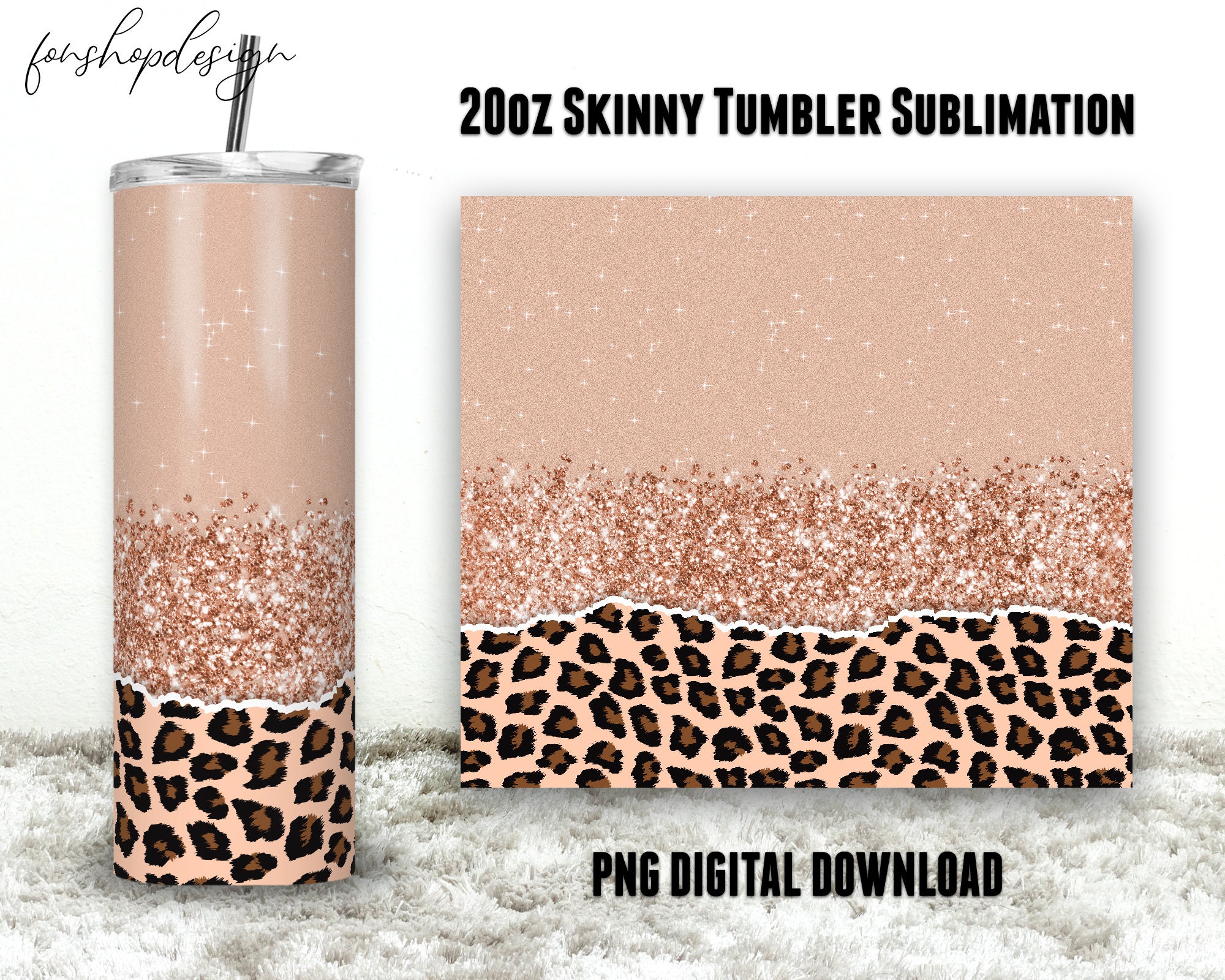 Rose Gold Leopard Seamless Tumbler 20 Oz Tumbler Skinny - Etsy