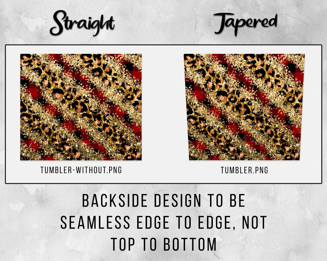 Red Buffalo Plaid Leopard Print Gold Glitter Seamless 20oz - Etsy