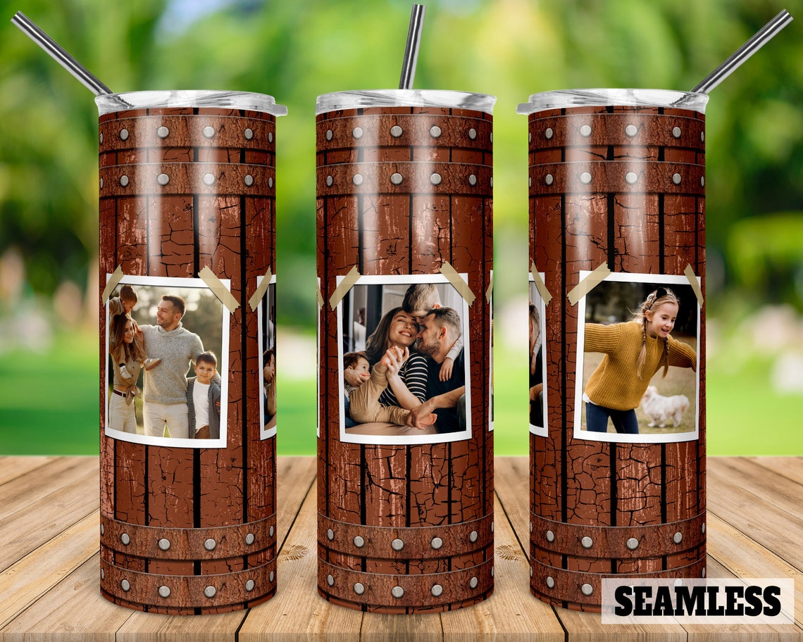 Wood Grain Whisky Wood Barrel Photo Frame 20oz Skinny Tapered | Etsy