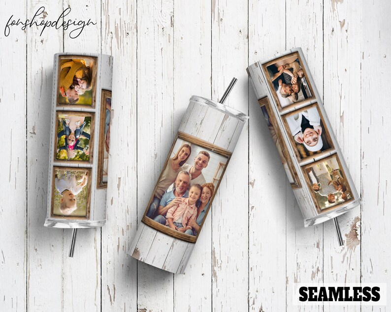 Rustic Wood Grain Photo Frame Tumbler, 20 Oz Tumbler, Skinny Tumbler ...
