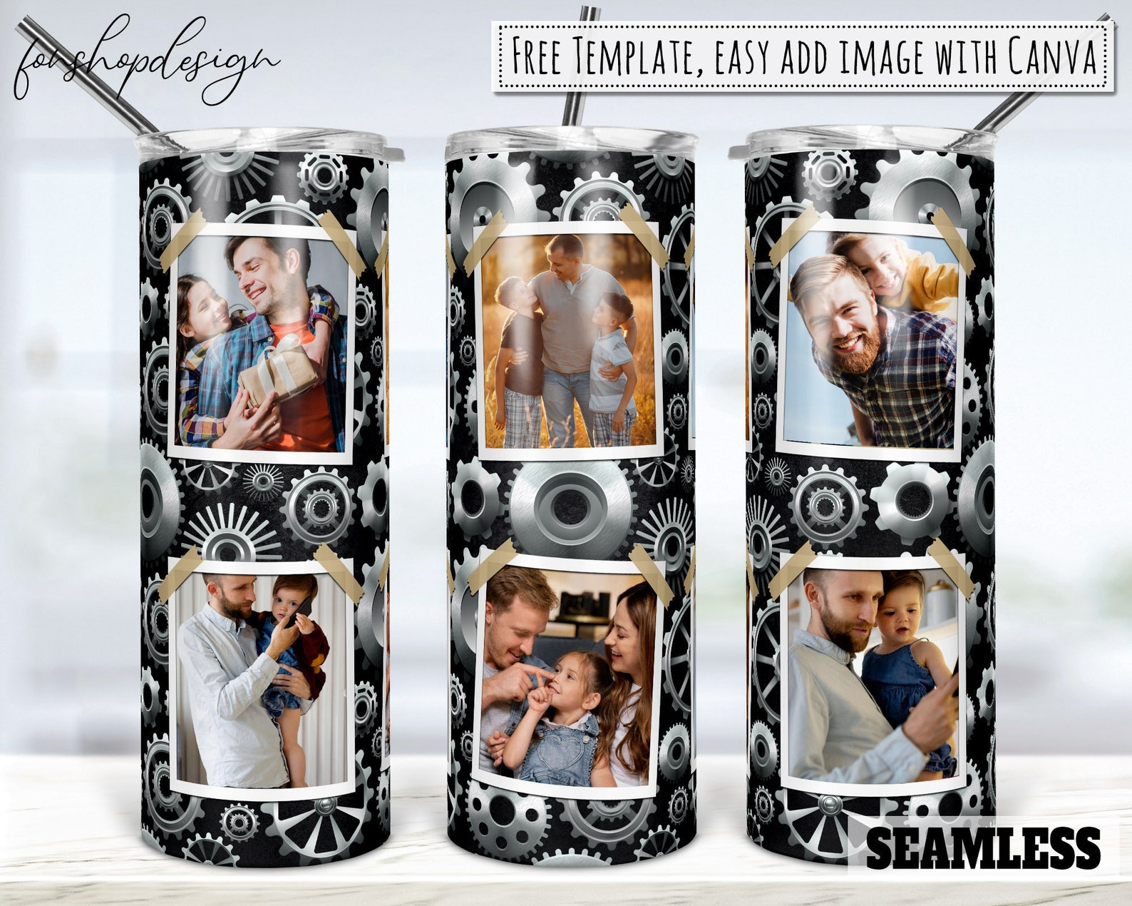 Mechanic Gear Photo Frame 20oz Skinny Tapered & Straight - Etsy