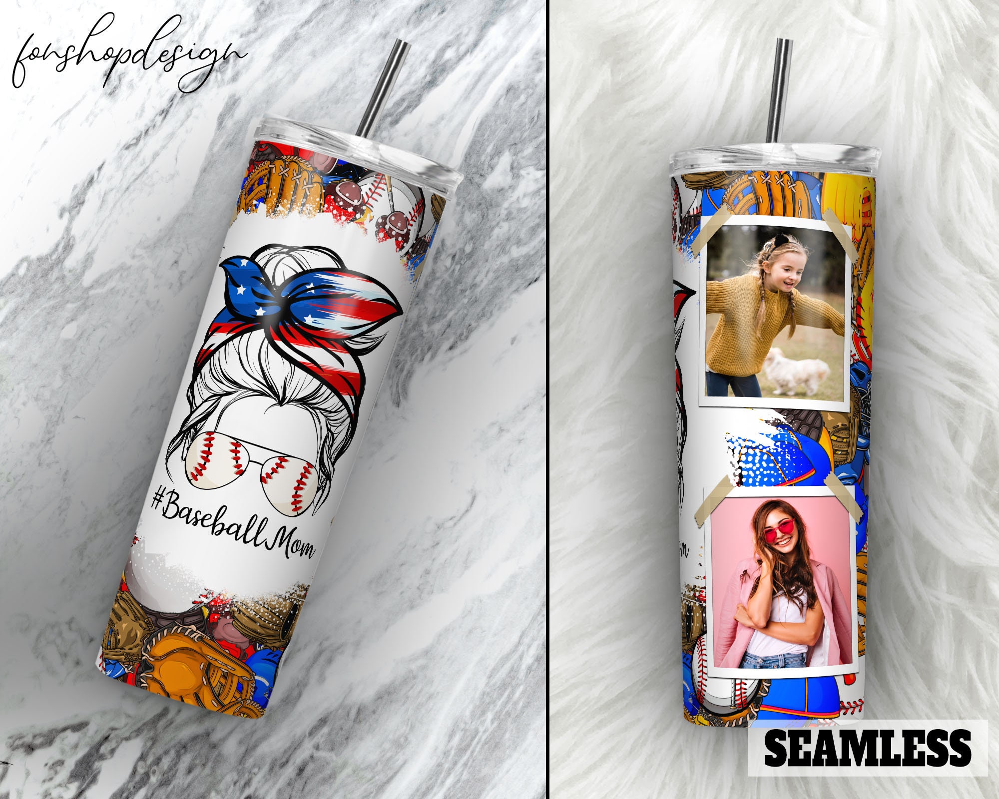 Baseball Mom Photo Frame 20oz Skinny Tapered & Straight - Etsy