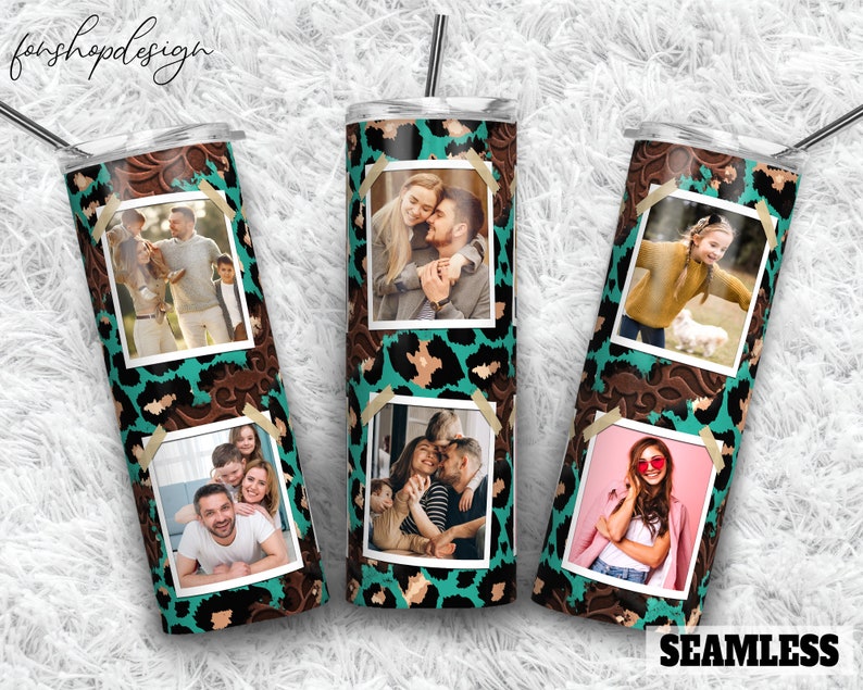 Tooled Leather Turquoise Photo Frame 20oz Skinny Tapered & - Etsy