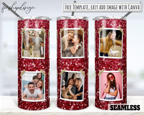 Red Glitter Photo Frame 20oz Skinny Tapered & Straight Tumbler - Etsy