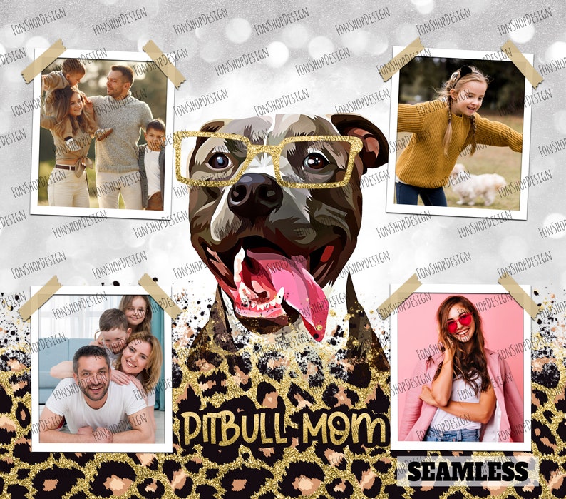 Pitbull Dog Mom Photo Frame 20oz Skinny Tapered & Straight | Etsy
