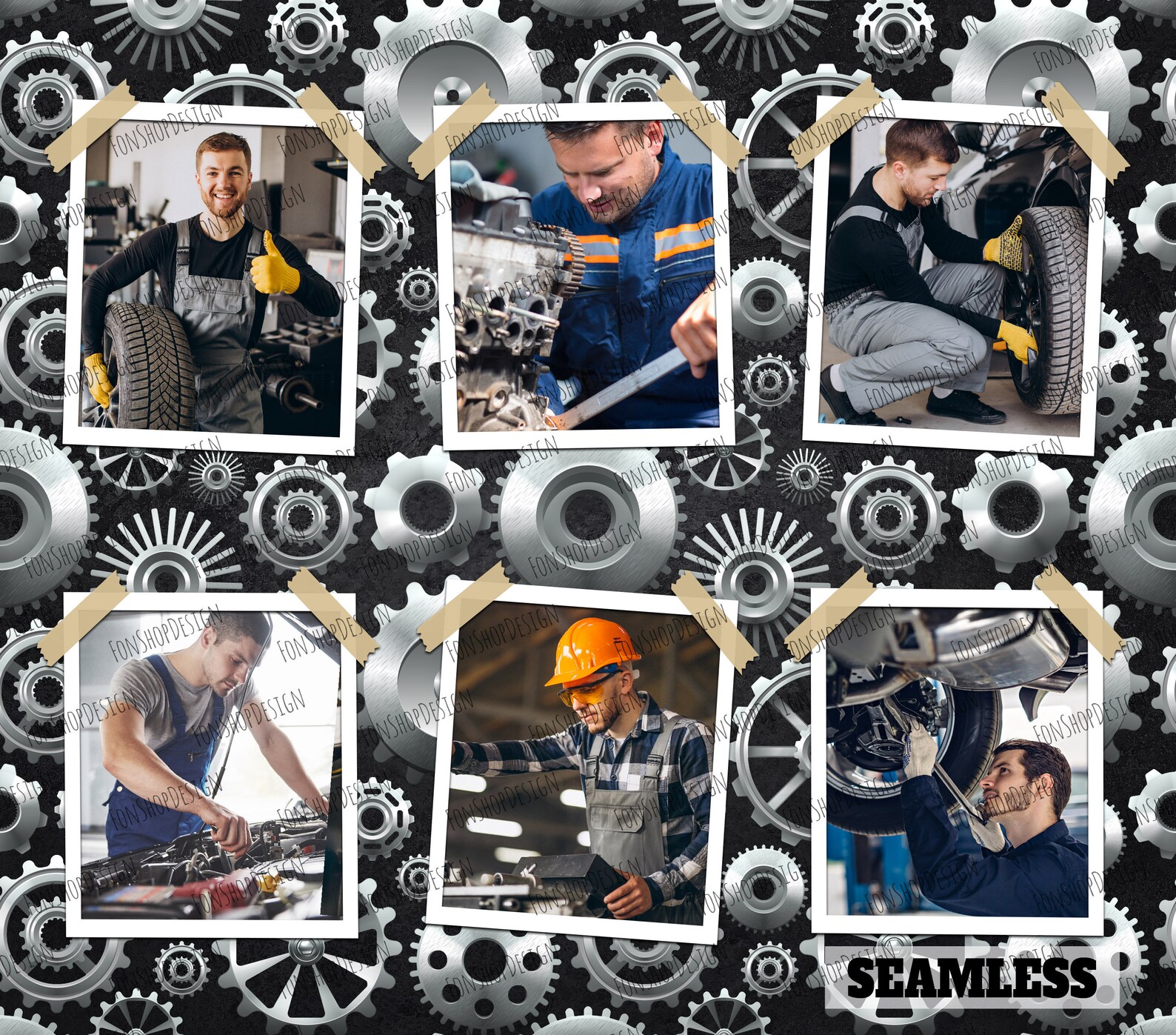 Mechanic Gear Photo Frame 20oz Skinny Tapered & Straight | Etsy