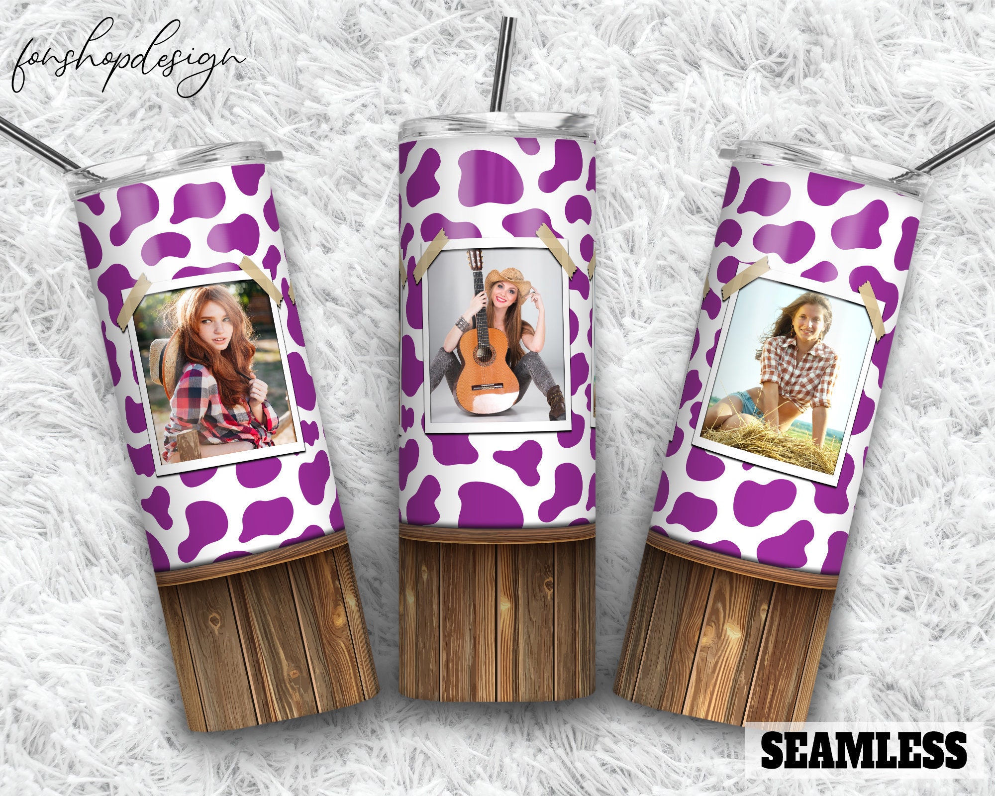 Purple Cow Print Photo Frame 20oz Skinny Tapered & Straight - Etsy